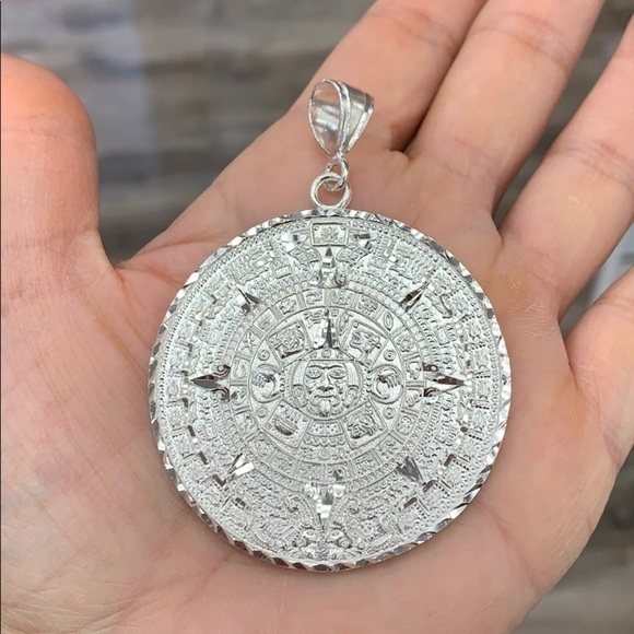 Accessories | New Large Solid Silver Aztec Sun Calendar Pendant | Poshmark